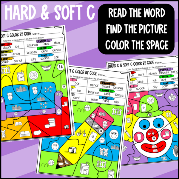 Hard and Soft C and Hard and Soft G Color by Code Worksheets - Made By ...