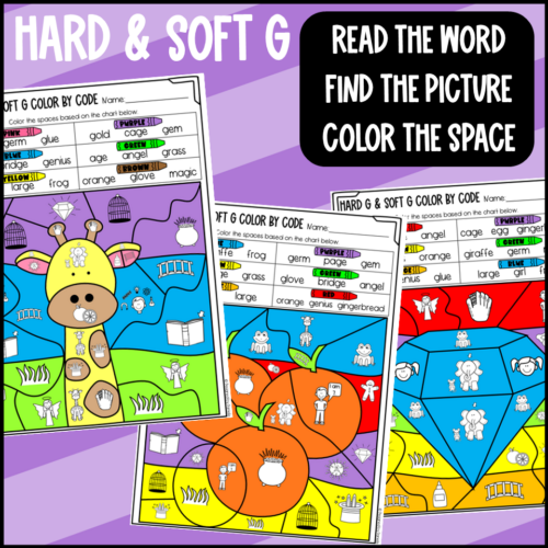 Hard and Soft C and Hard and Soft G Color by Code Worksheets | Made By ...