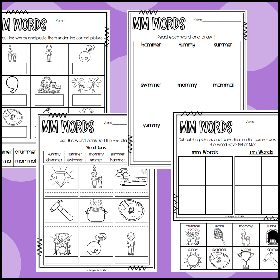 MM Words No Prep Worksheets: Double Letters | Made By Teachers