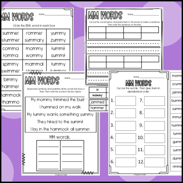 MM Words No Prep Worksheets: Double Letters | Made By Teachers