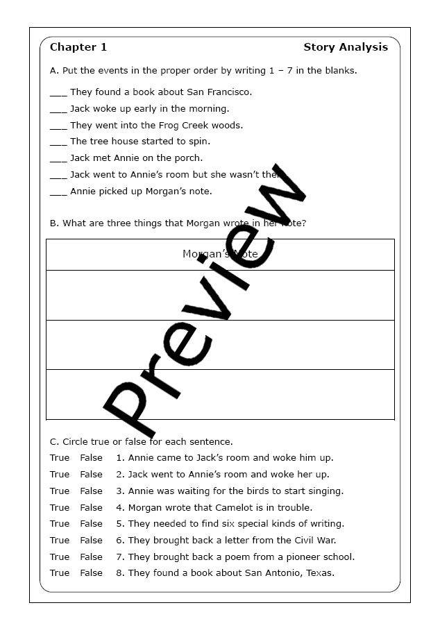 Magic Tree House "Earthquake in the Early Morning" worksheets | Made By ...
