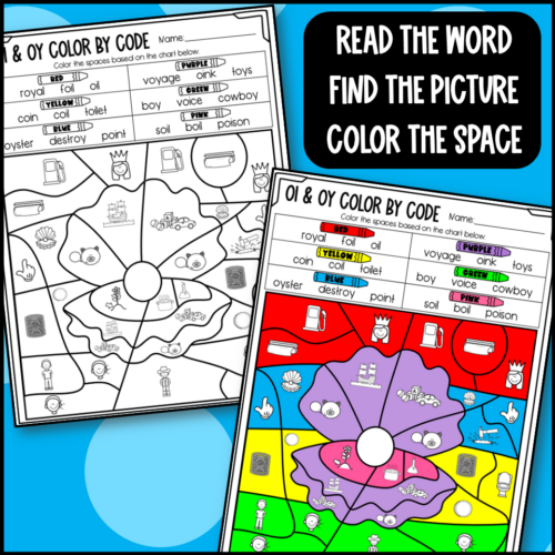 OI and OY Color by Code Worksheets | Made By Teachers