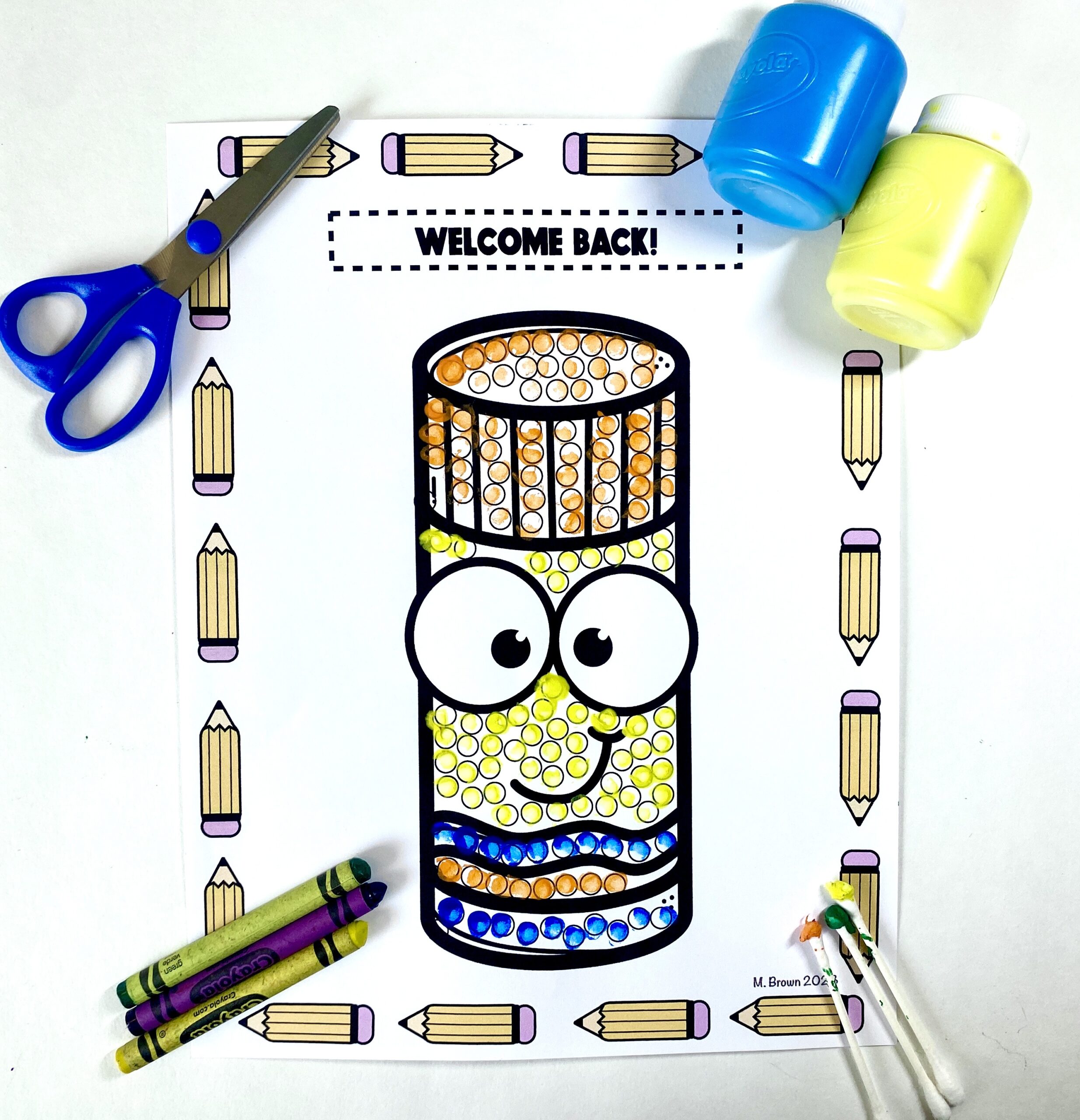 Back to School Cutie Q-Tip Art Packet | Made By Teachers