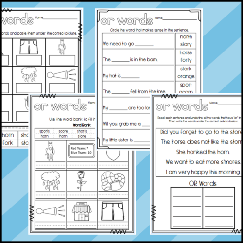 OR Words Phonics Worksheets | Made By Teachers