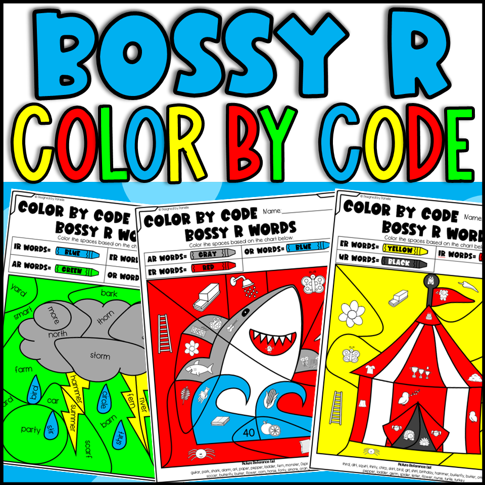 R Controlled Vowels Color by Code Worksheets: No Prep Bossy R Sheets ...