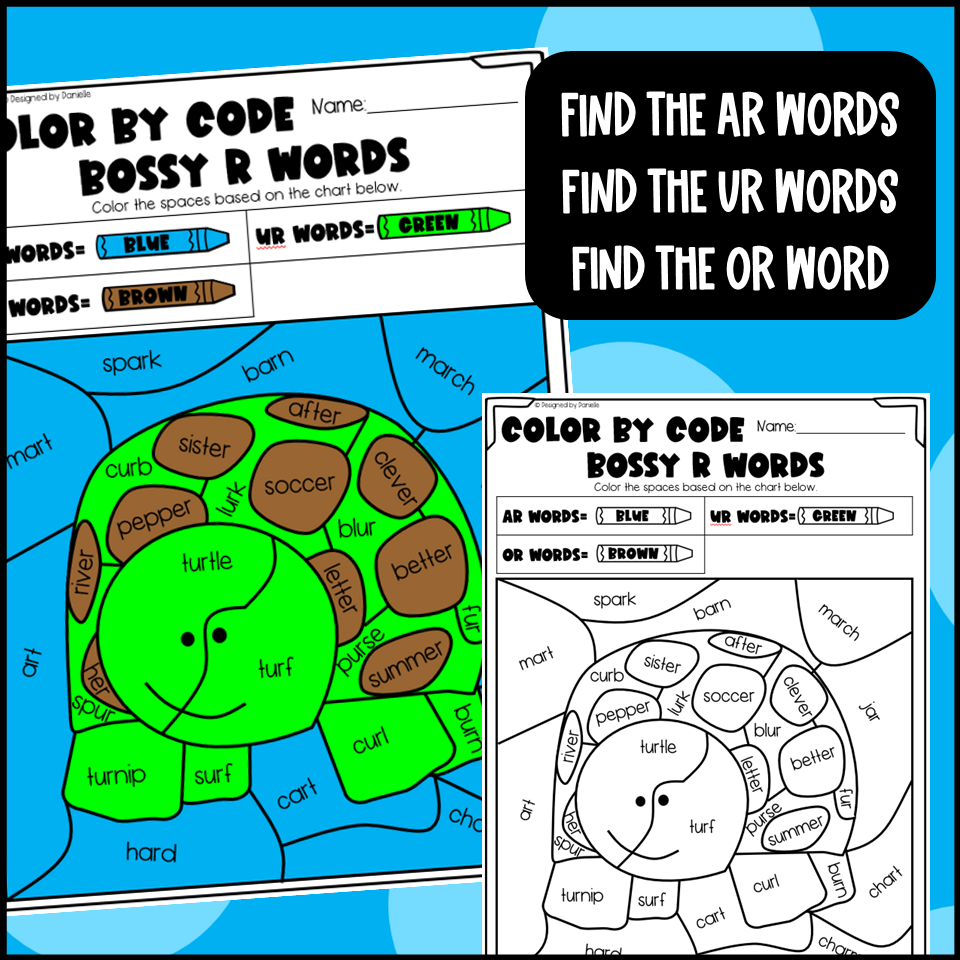 R Controlled Vowels Color by Code Worksheets: No Prep Bossy R Sheets | Made By Teachers