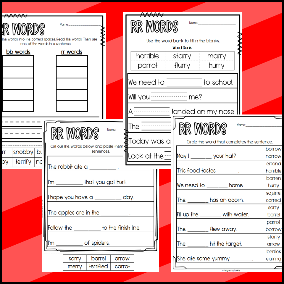 RR Words No Prep Worksheets: Double Letters | Made By Teachers