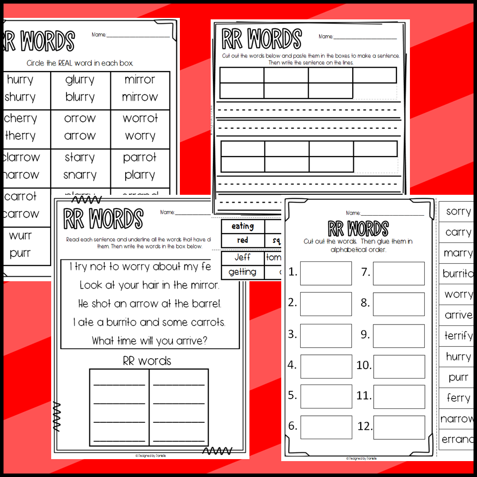 RR Words No Prep Worksheets: Double Letters | Made By Teachers