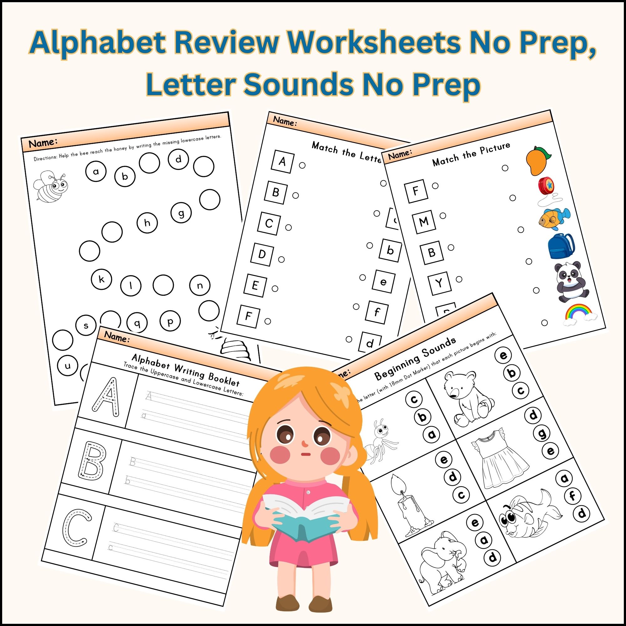 Alphabet Review Worksheets No Prep,Letter Sounds No Prep | Made By Teachers