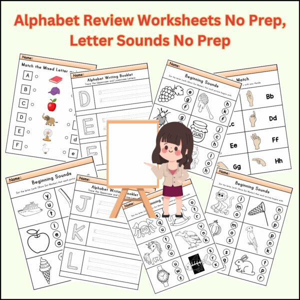 Alphabet Review Worksheets No Prep,Letter Sounds No Prep | Made By Teachers