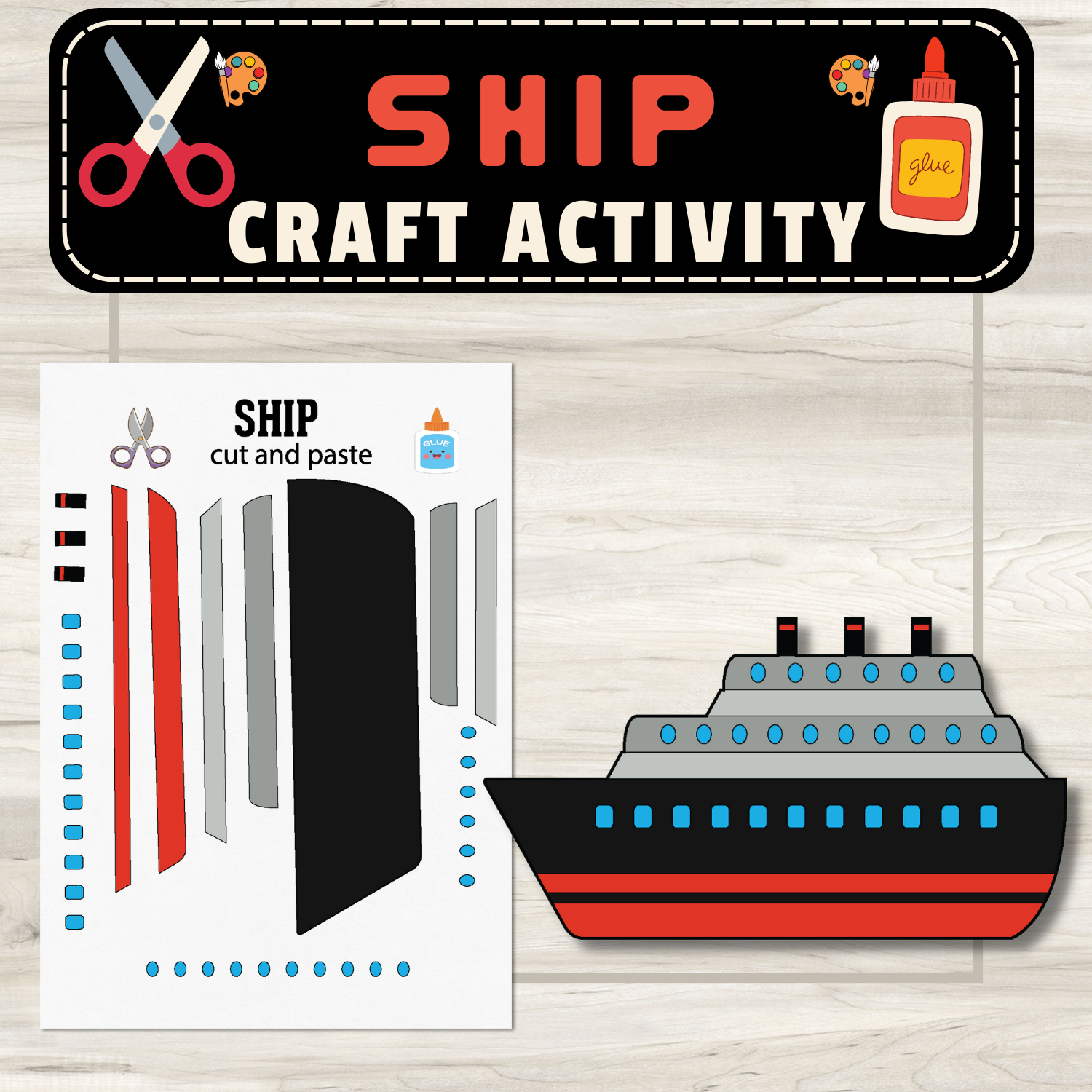 Ship Craft Cut & Paste Activity: Set Sail on an Adventure / Back to ...
