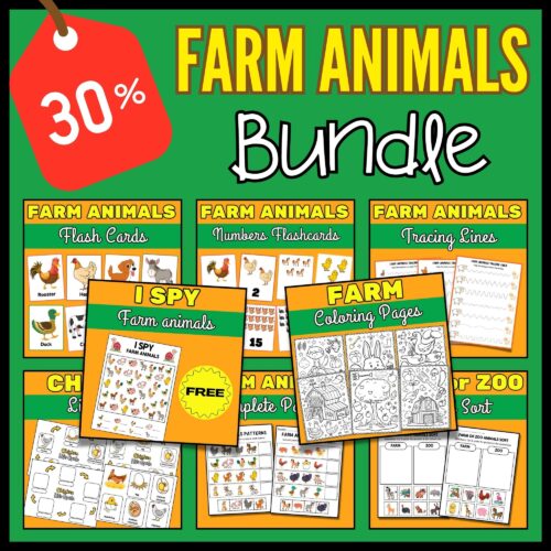 Farm Animals Activity Bundle - Coloring Pages, Flashcards, Worksheets ...