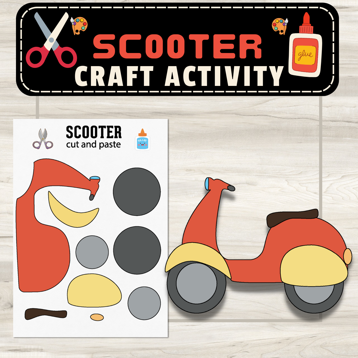 Scooter Craft Cut & Paste Activity: Ride into Creative Fun | Made By ...