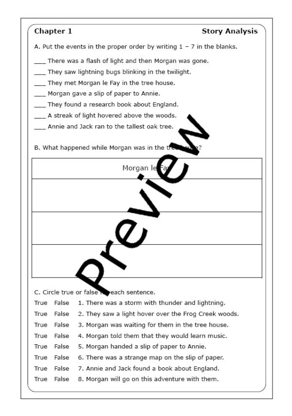 Magic Tree House "Stage Fright on a Summer Night" worksheets | Made By ...