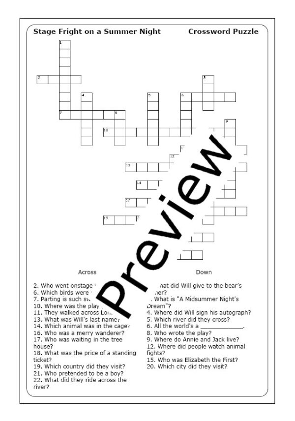 Magic Tree House "Stage Fright on a Summer Night" worksheets | Made By ...