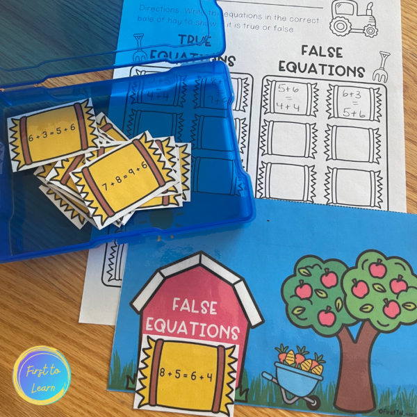 True and False Equations First Grade Math Center - Barnyard Theme ...
