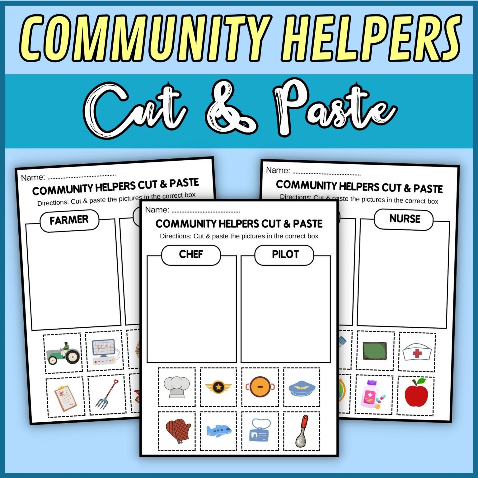 Community Helpers Cut & Paste Sorting Activity - Made By Teachers