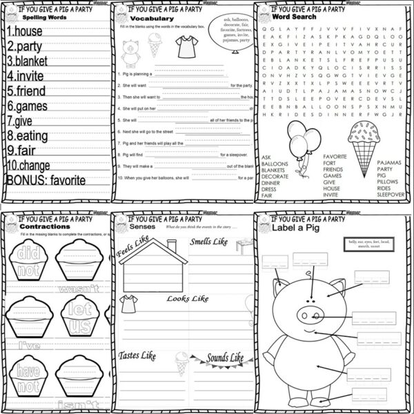 If You Give a Pig a Party Book Companion Reading Comprehension | Made ...