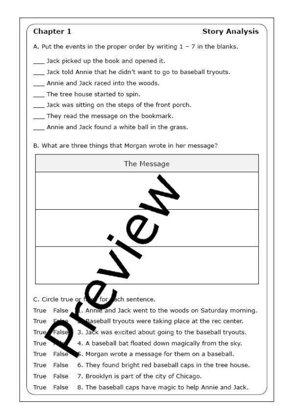 Magic Tree House #29 "A Big Day for Baseball" worksheets | Made By Teachers