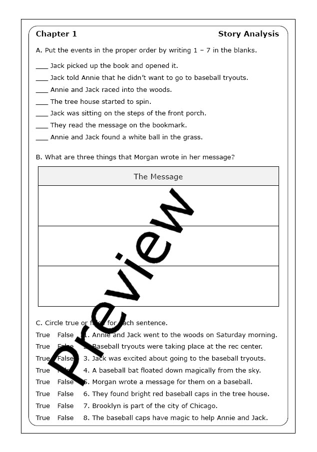 Magic Tree House #29 "A Big Day for Baseball" worksheets | Made By Teachers