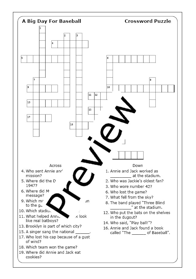 Magic Tree House #29 "A Big Day for Baseball" worksheets | Made By Teachers