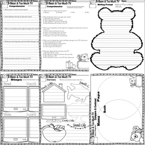 Bears Too Much TV Reading Comprehension Book Study Companion Fun ...