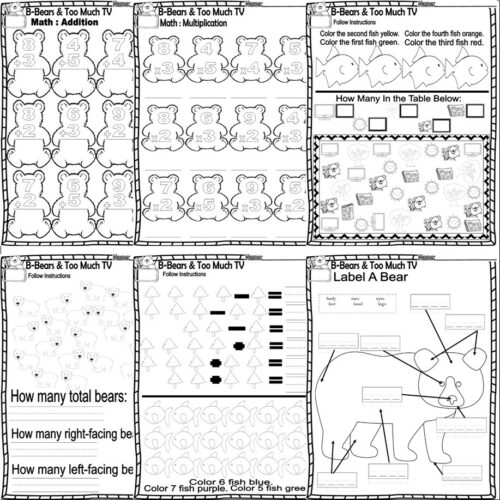 Bears Too Much TV Reading Comprehension Book Study Companion Fun ...