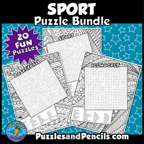 Sport Word Search Puzzle BUNDLE | 20 Wordsearch Puzzles | Made By Teachers