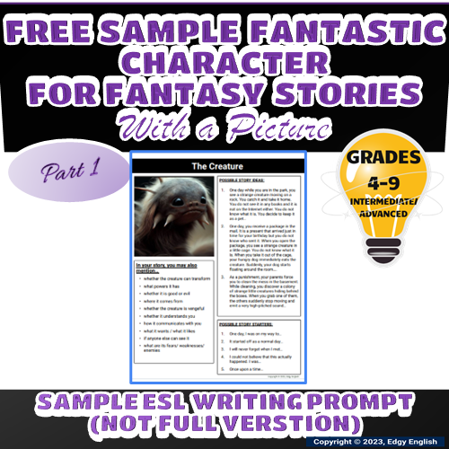 SAMPLE of Visual ESL Writing Prompts: Fantastic Characters for Fantasy ...