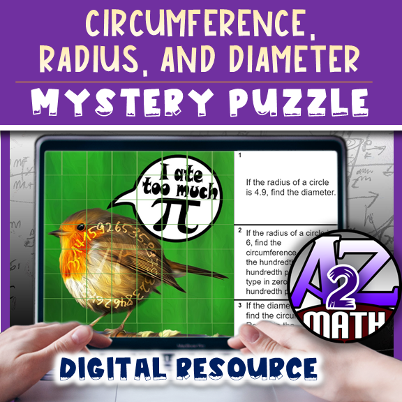 Circumference Radius and Diameter of Circles Activity Digital Pixel Art ...