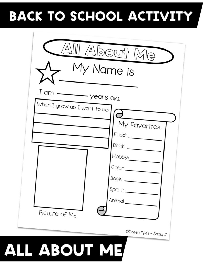 All About Me Back to School Activity Worksheet | Made By Teachers