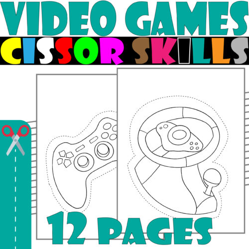 Video Games Scissor Skills And Coloring For Kids, Video Games Scissor ...
