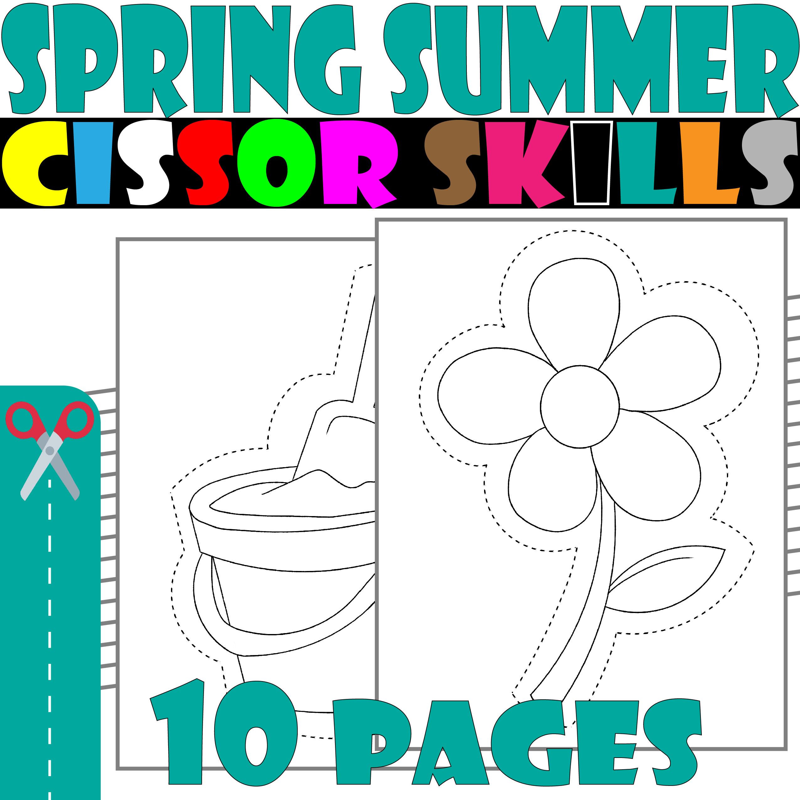 Spring Summer Sun Flowers Scissor Skills And Coloring For Kids | Made ...