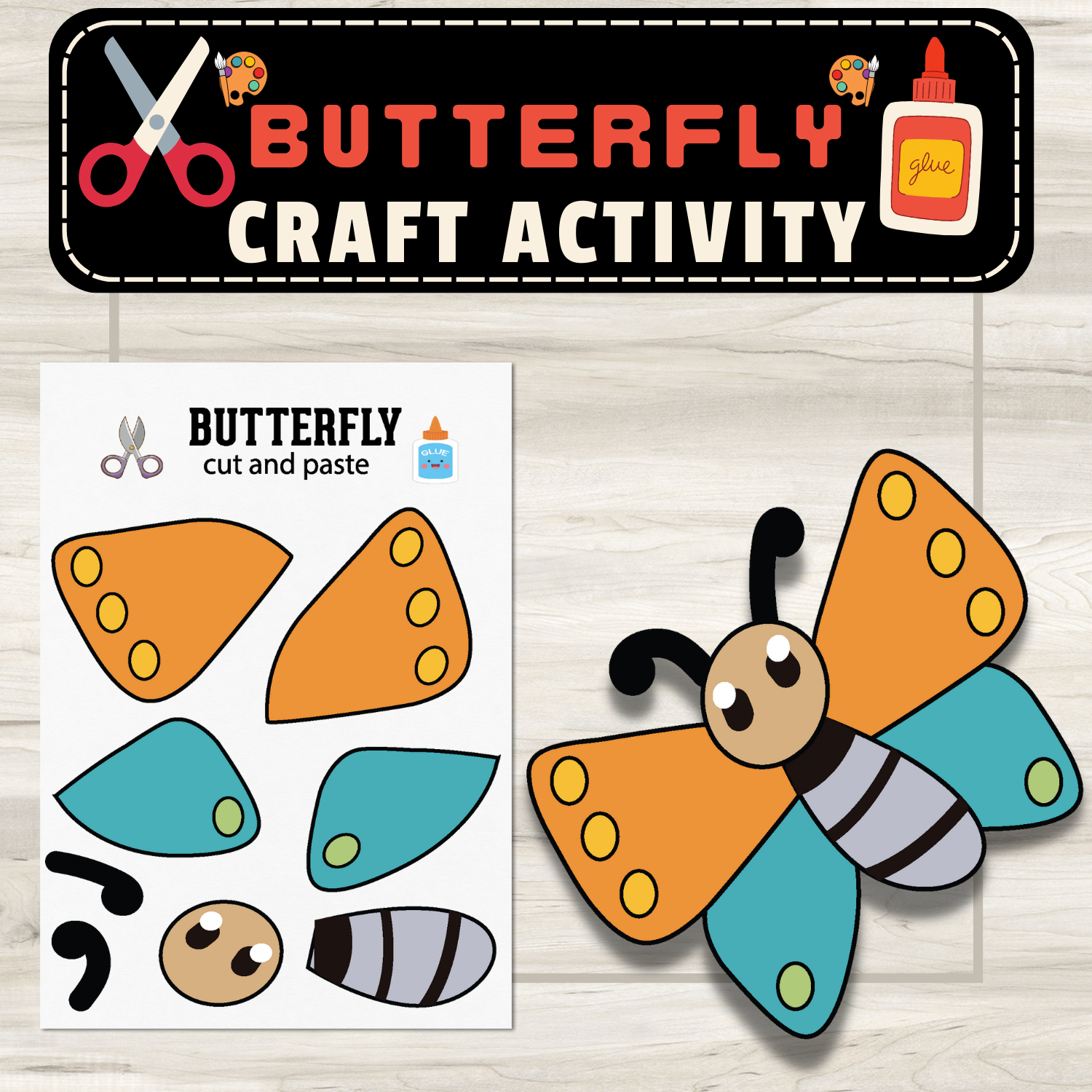 Butterfly Craft Cut & Paste Activity: Creative Fun / Spring Activities ...