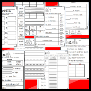 SH and CH Worksheets: Cut and Paste Sorts, Cloze, Read and Draw and ...