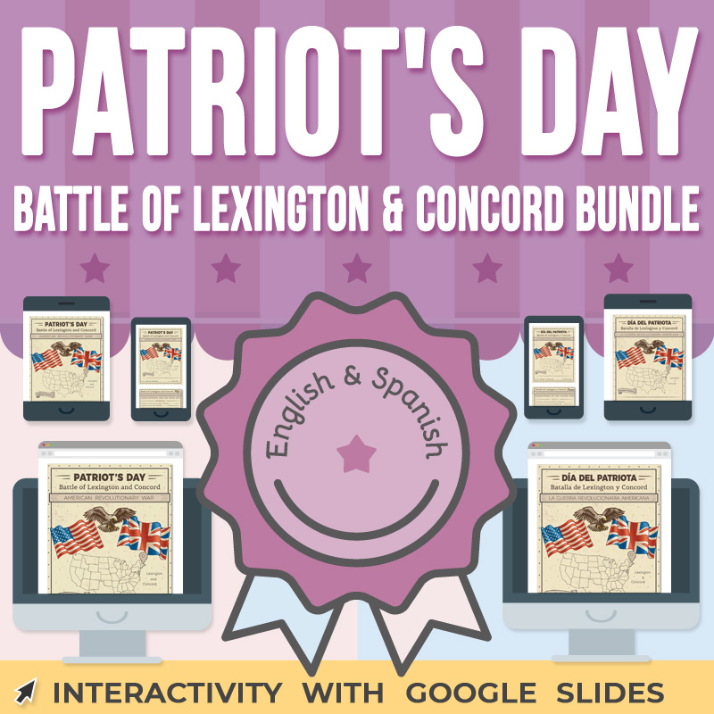 Patriot's Day | Battle of Lexington and Concord Google Slides BUNDLE ...