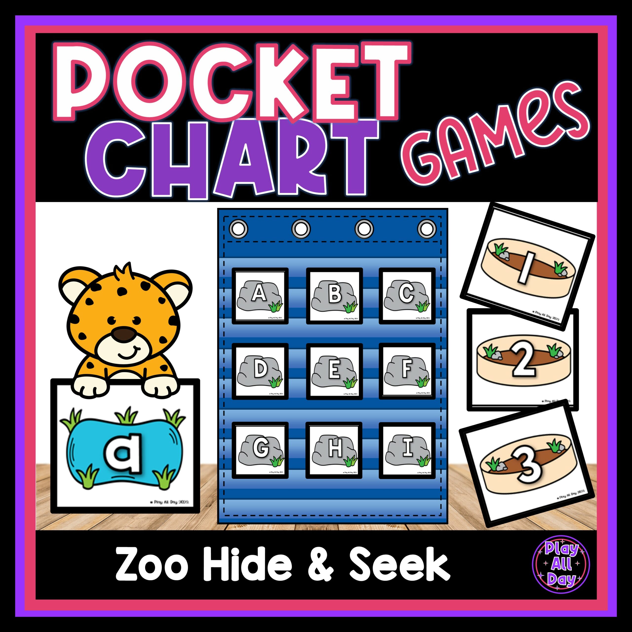 Zoo Pocket Chart Game Hide and Seek | Letter and Number Recognition ...