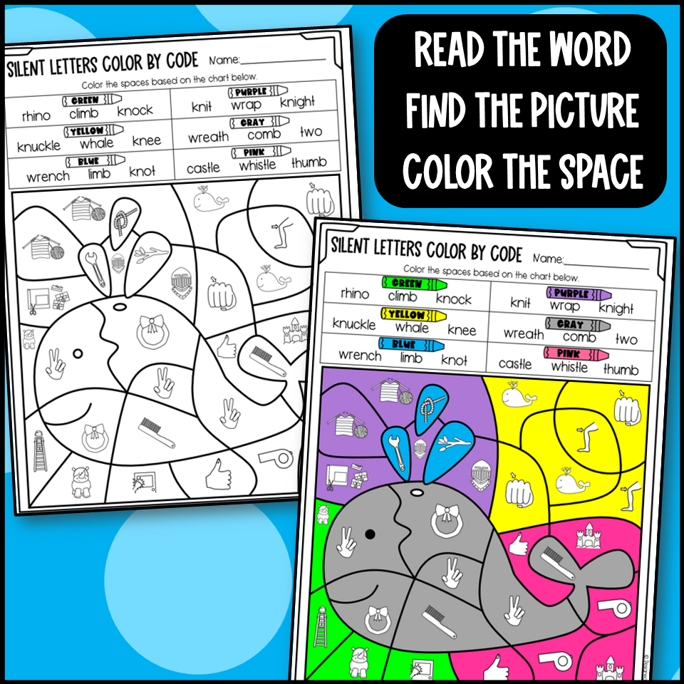 Silent Letters Color by Code Worksheets | Made By Teachers