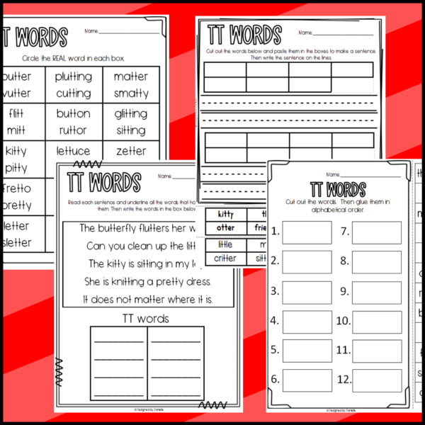 TT Words No Prep Worksheets: Double Letters | Made By Teachers