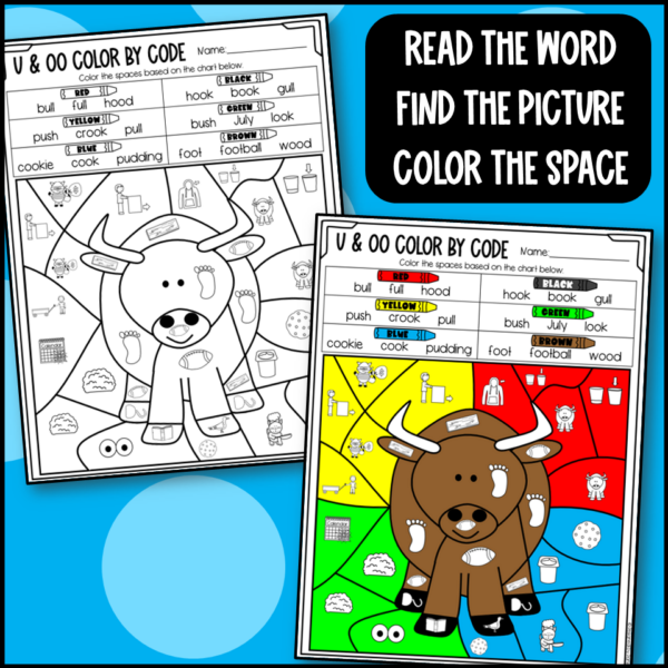 U and OO Color by Code Worksheets | Made By Teachers