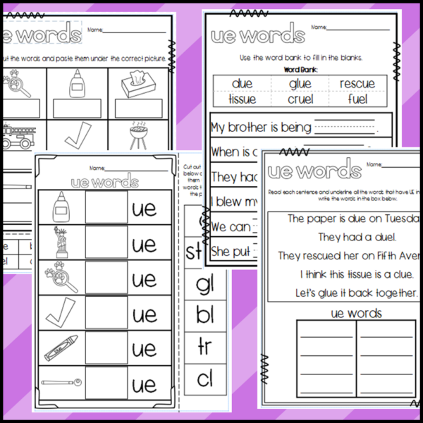 UE Words Phonics Worksheets | Made By Teachers