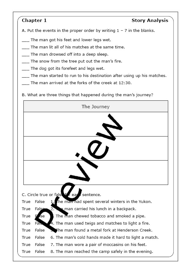 Jack London "To Build a Fire" worksheets | Made By Teachers