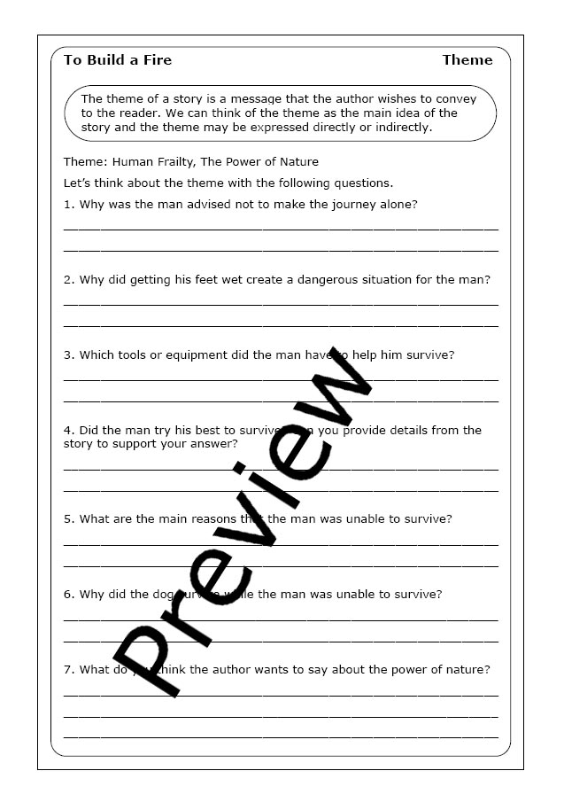 Jack London "To Build a Fire" worksheets | Made By Teachers