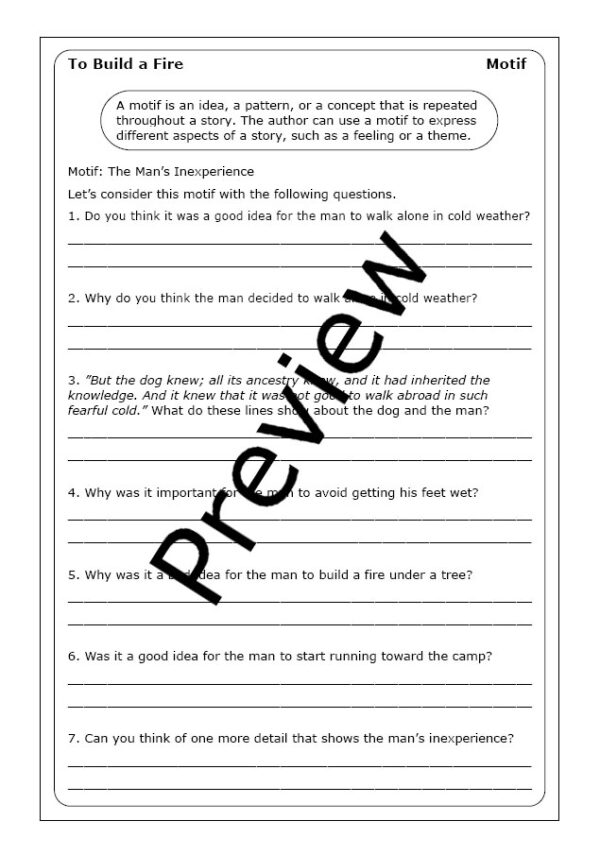 Jack London "To Build a Fire" worksheets | Made By Teachers