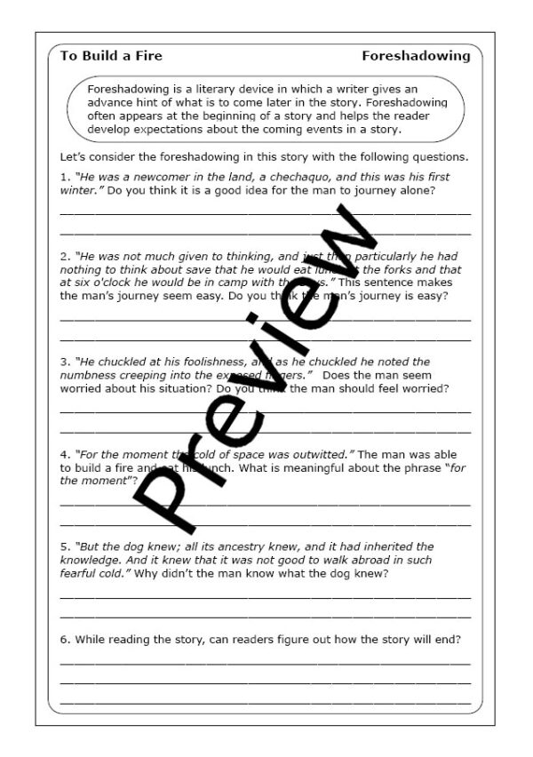 Jack London "To Build a Fire" worksheets | Made By Teachers