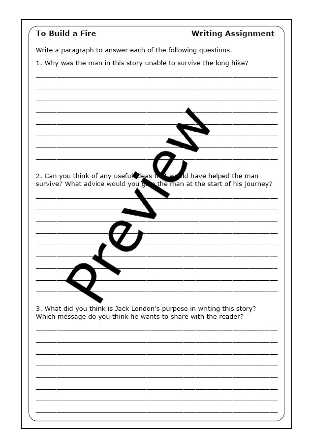 Jack London "To Build a Fire" worksheets | Made By Teachers