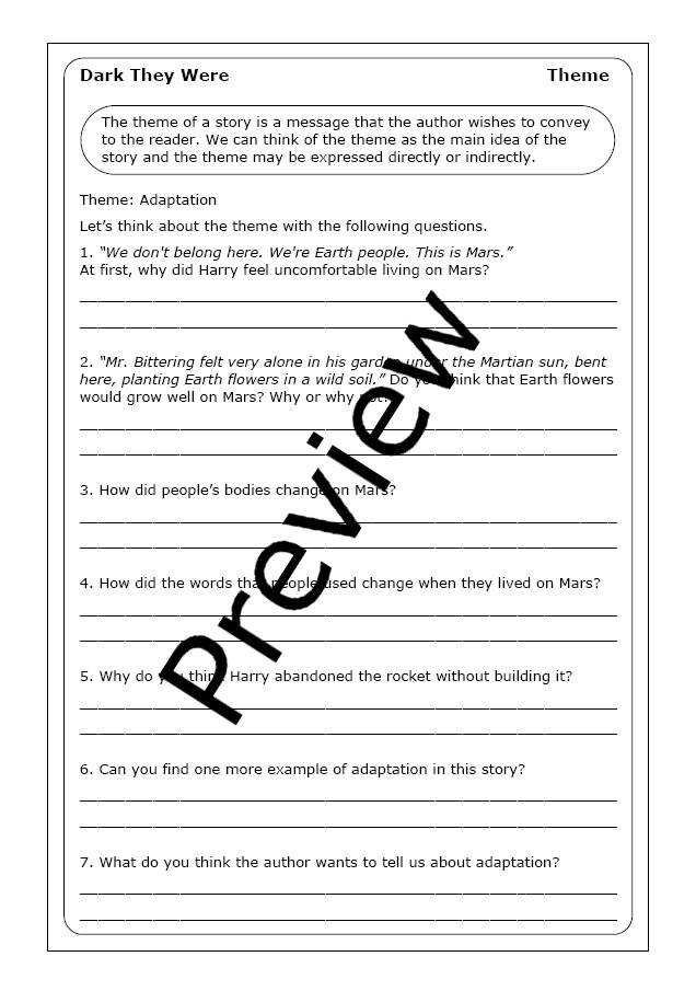 Ray Bradbury "Dark They Were and Golden Eyed" worksheets | Made By Teachers