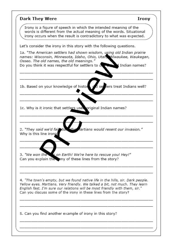Ray Bradbury "Dark They Were and Golden Eyed" worksheets | Made By Teachers