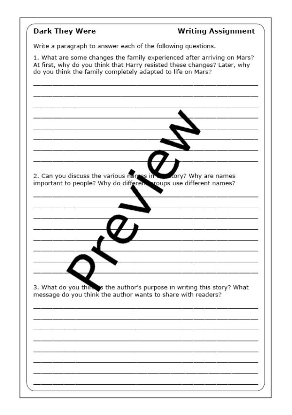Ray Bradbury "Dark They Were and Golden Eyed" worksheets | Made By Teachers