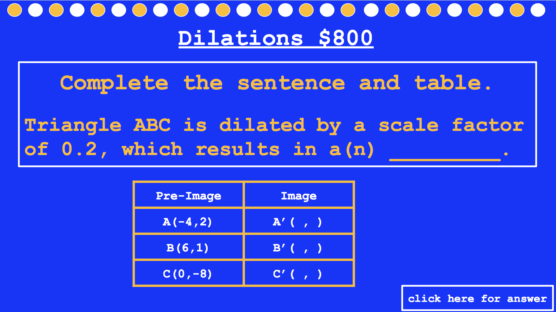 Transformations Jeopardy Style Review Game | Made By Teachers